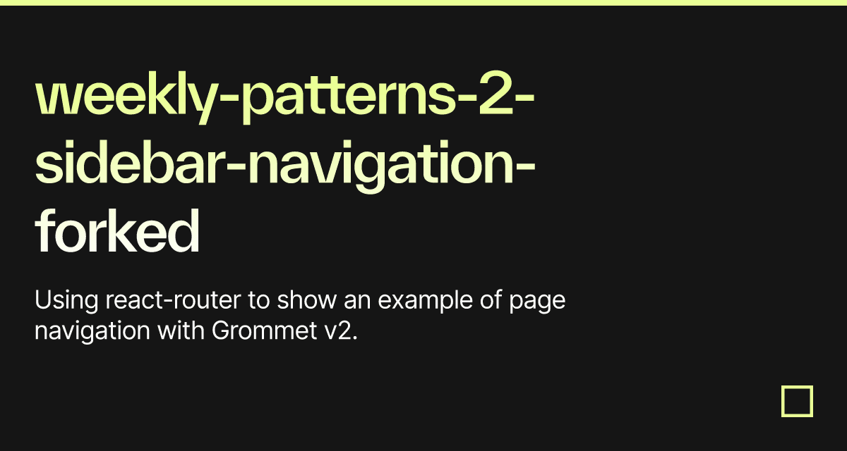 weekly-patterns-2-sidebar-navigation-forked - Codesandbox