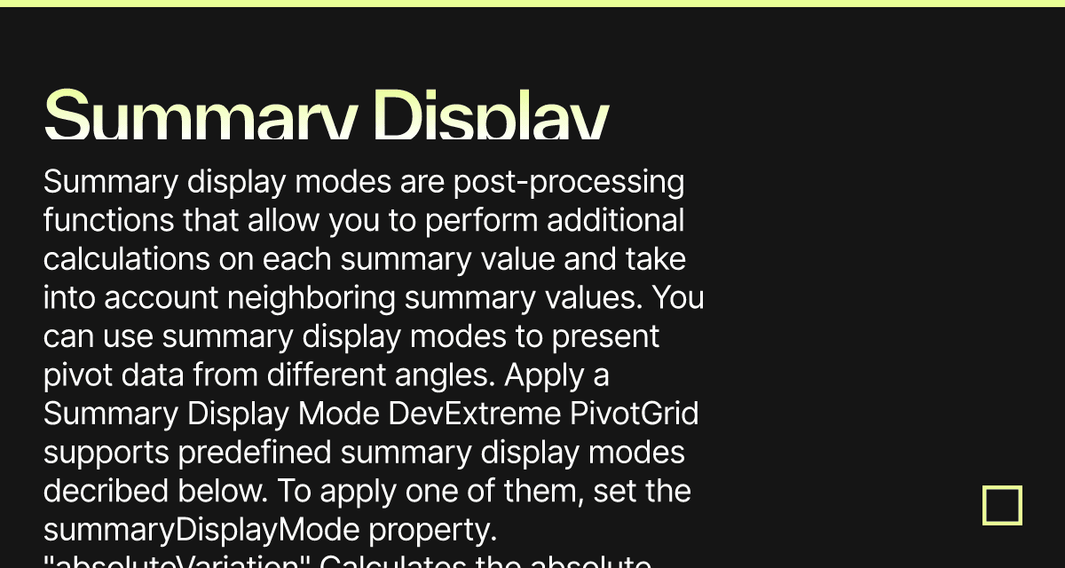 Summary Display Modes - DevExtreme Pivot Grid - Codesandbox