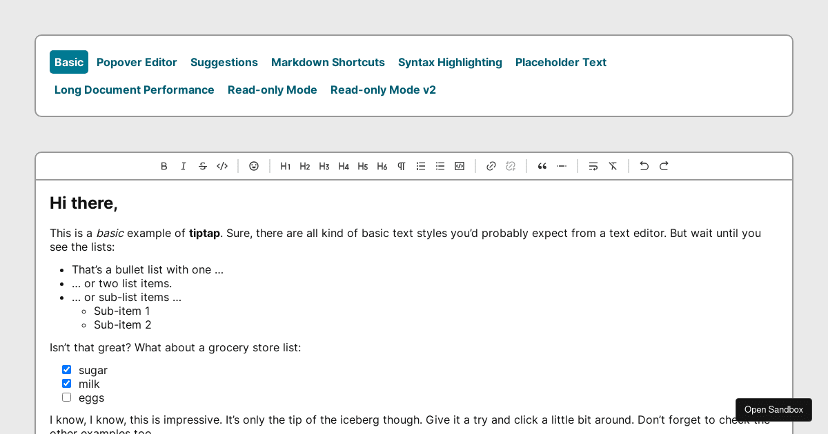tiptap - Codesandbox