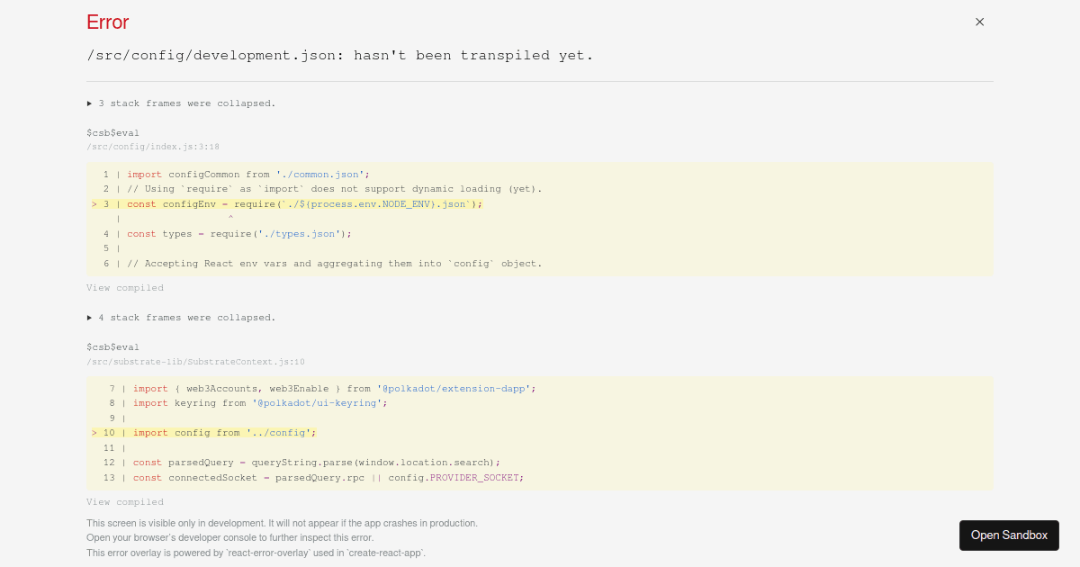 Substrate Front End Template Codesandbox