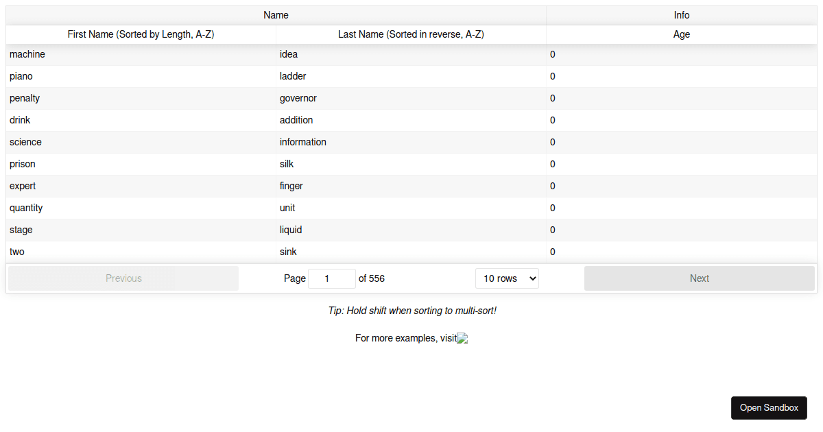 React Table Custom Sorting Codesandbox