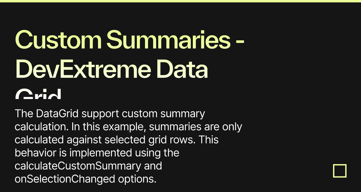Custom Summaries Devextreme Data Grid Codesandbox