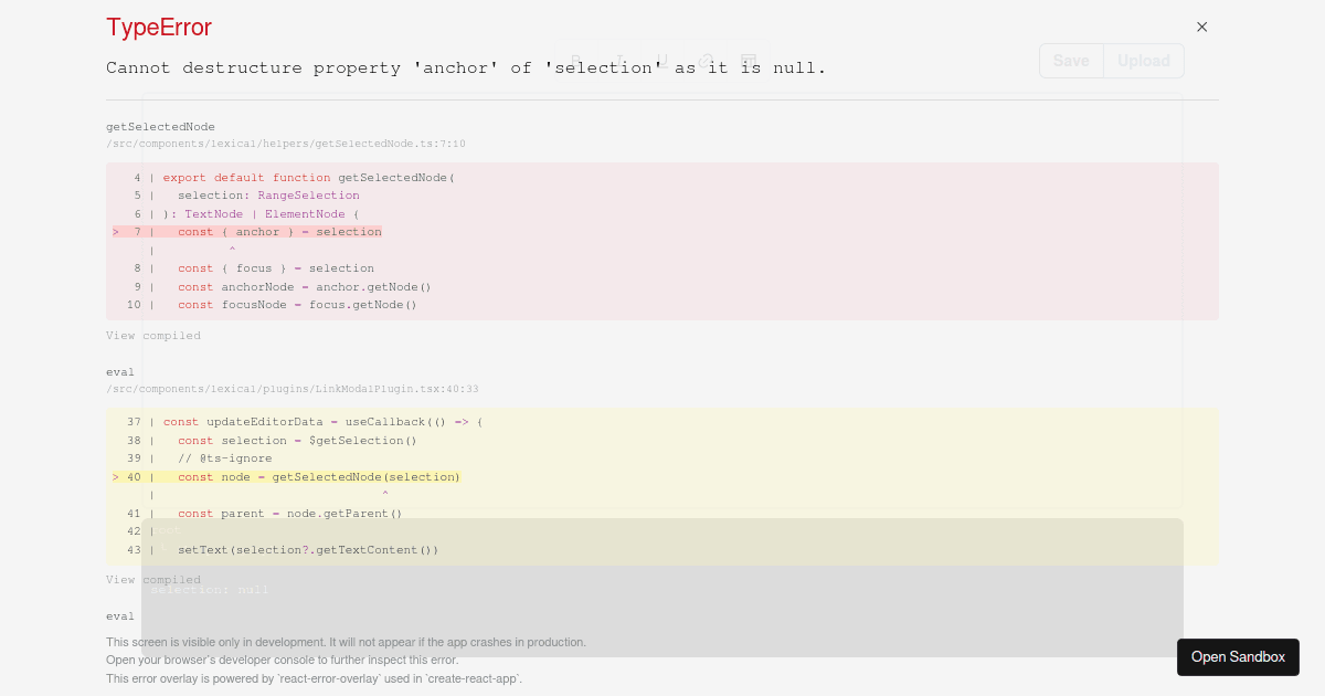 Lexical Editor Codesandbox