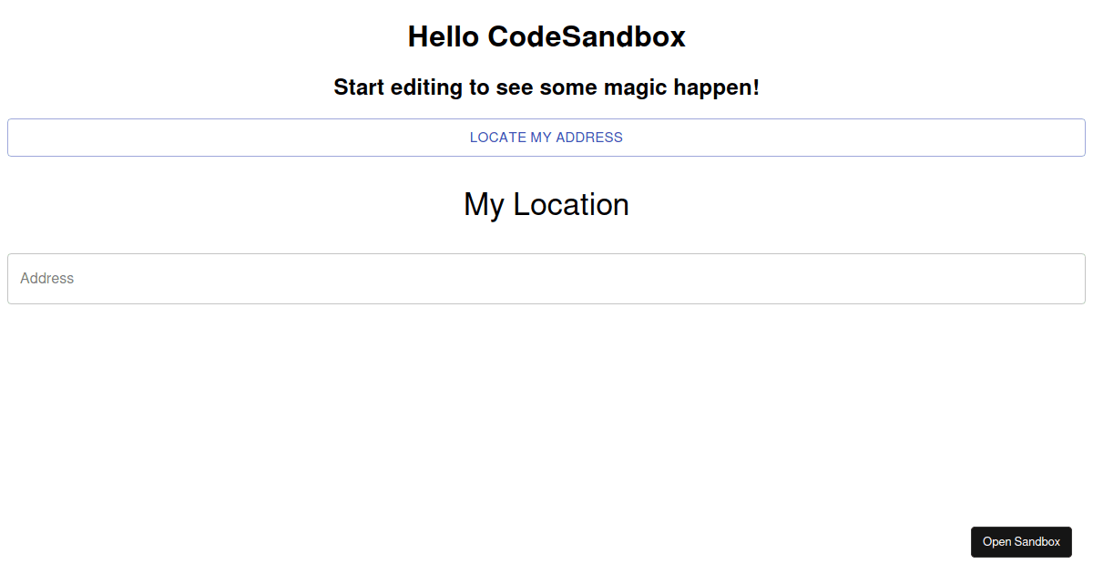Locate address - Codesandbox