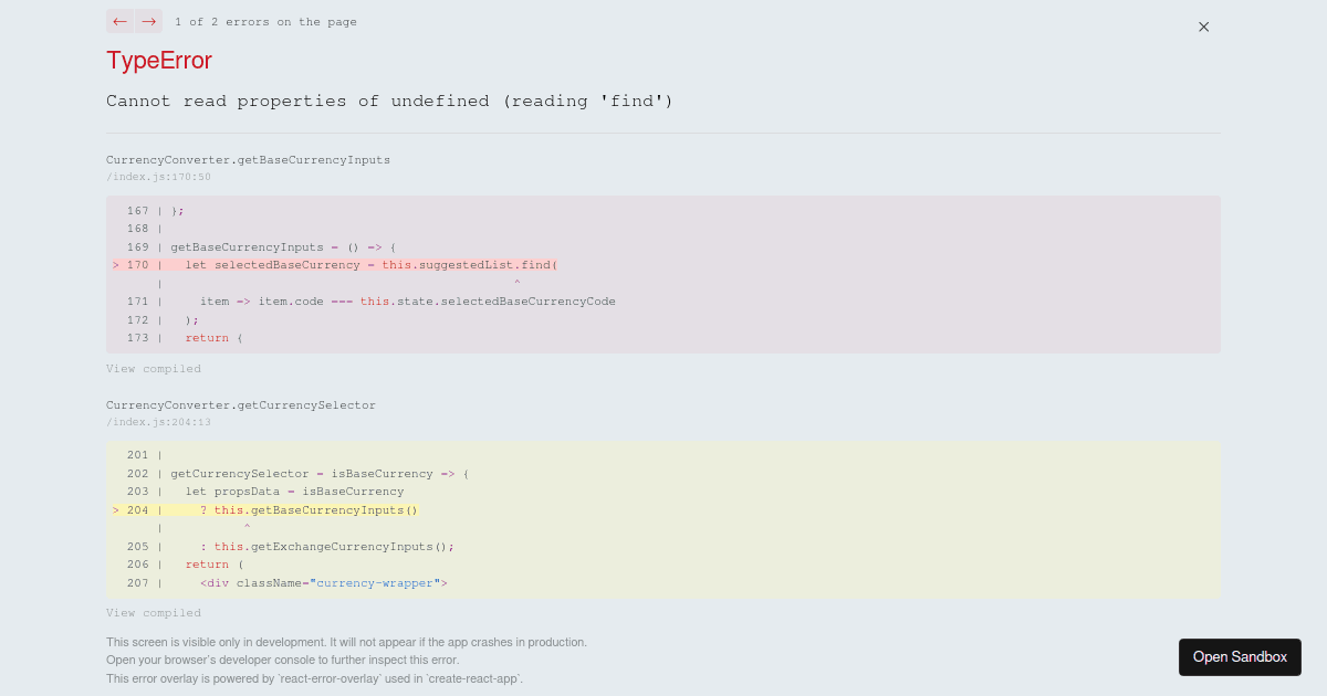 React Example - Codesandbox