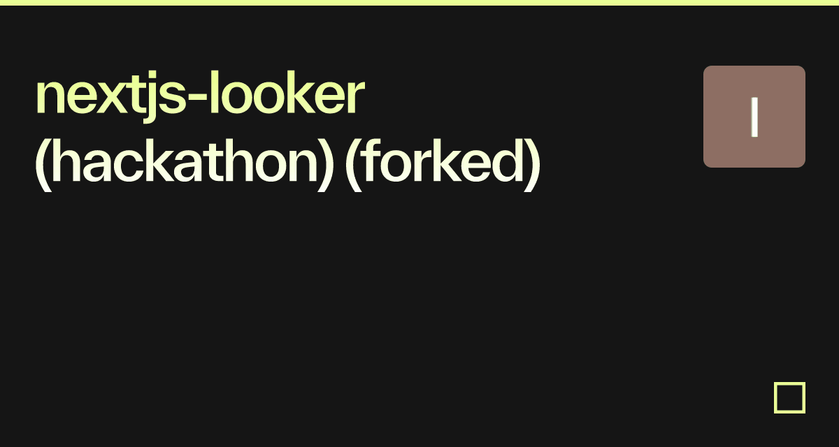 Nextjs Looker Hackathon Forked Codesandbox