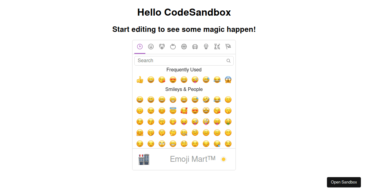 emoji mart - Codesandbox