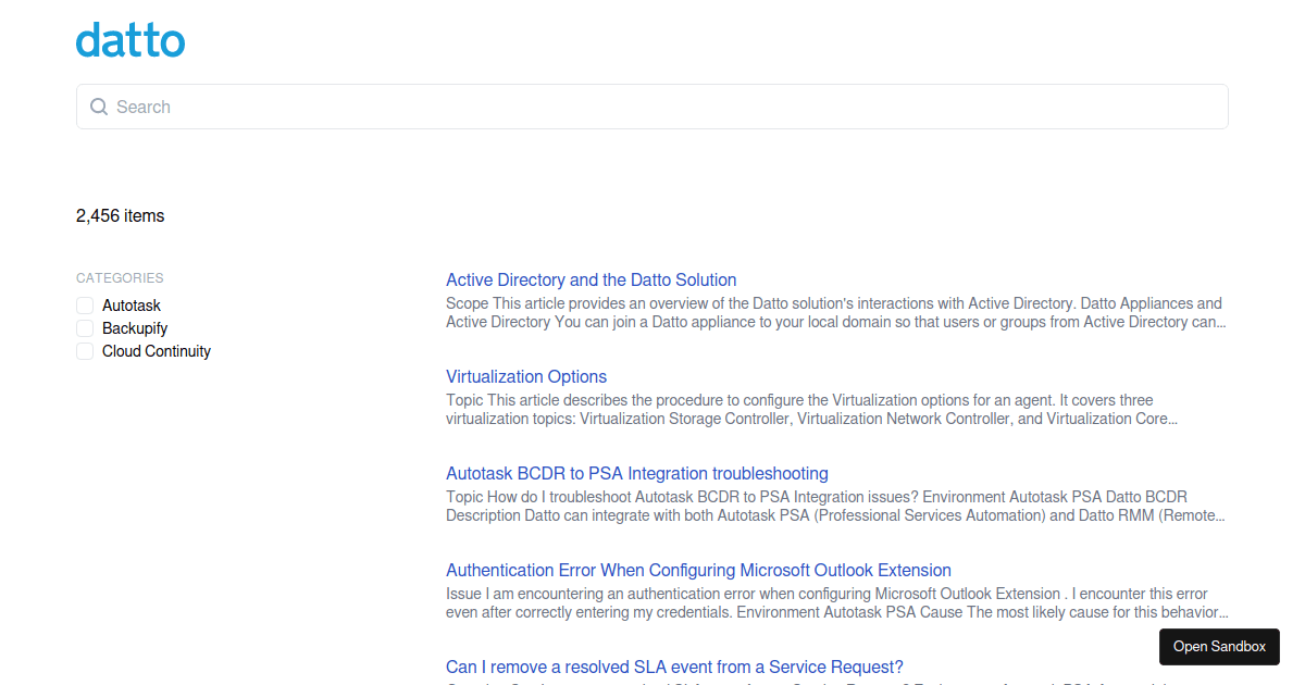 sajari demo - Datto - Codesandbox