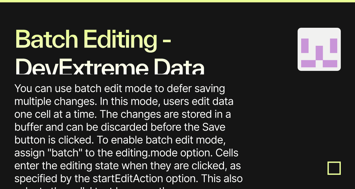 Batch Editing - DevExtreme Data Grid - Codesandbox