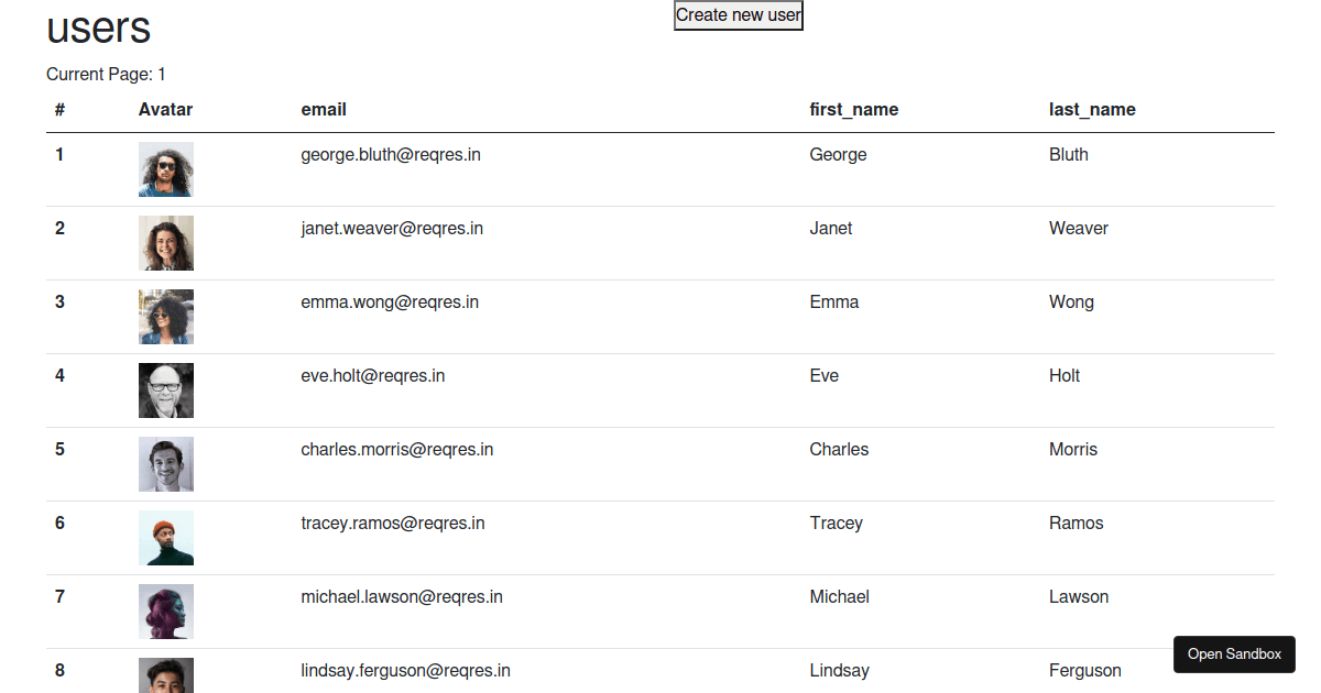 LIST USER - REACT QUERY - TYPESCRIPT - REACT - Codesandbox
