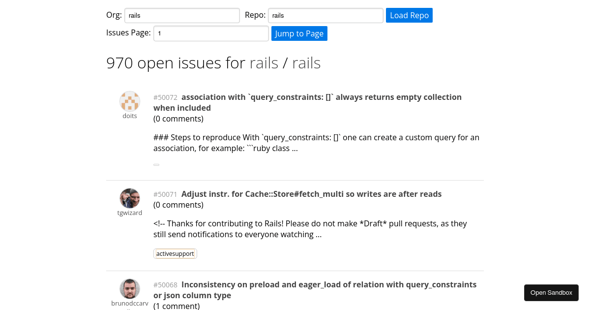 rsk-github-issues-example - Codesandbox