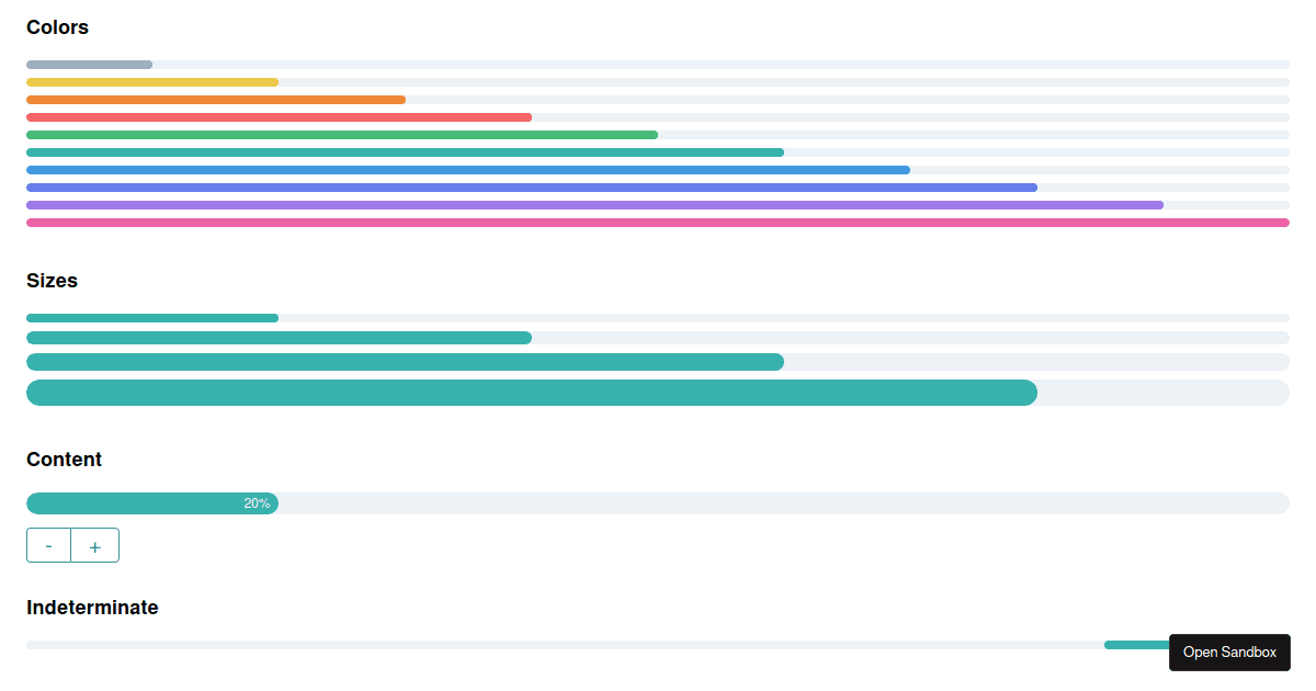 Progress component with Vue and Tailwindcss - Codesandbox