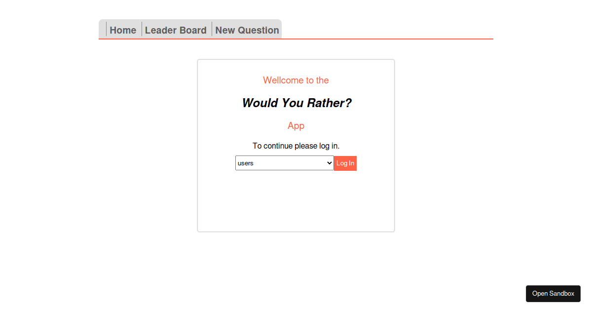 react-redux-would-you-rather-app - Codesandbox