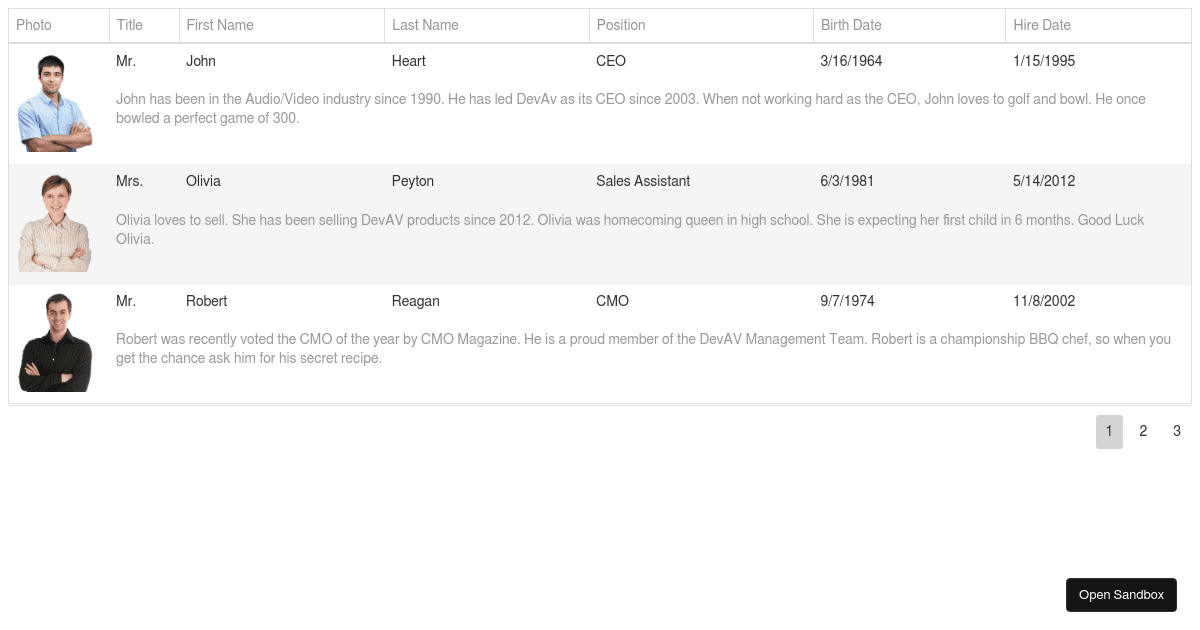 Row Template Devextreme Data Grid Codesandbox