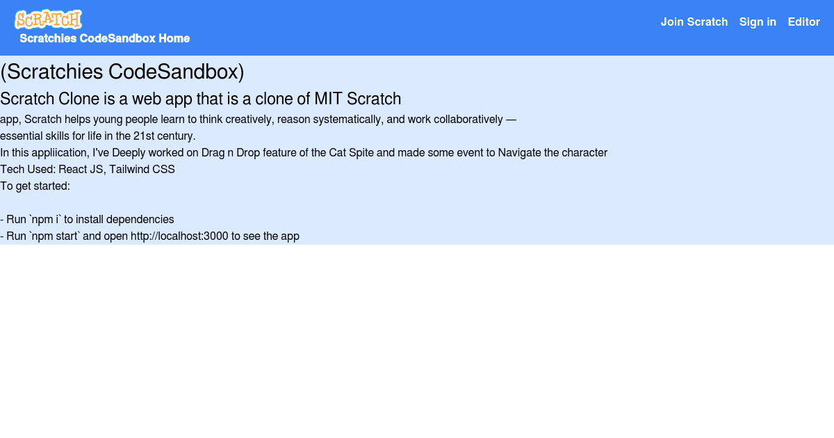Scratchies CodeSandboxer (Scratchies CodeSandbox) (scratch-starter-project) - Codesandbox