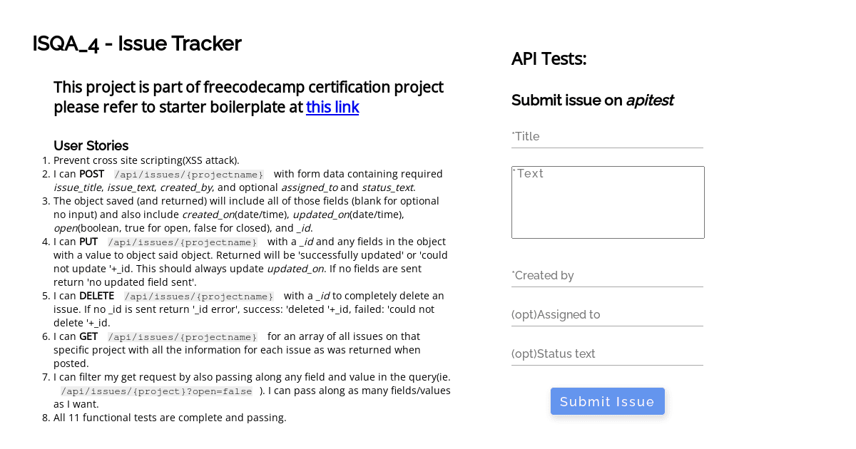 issue-tracker-fcc - Codesandbox