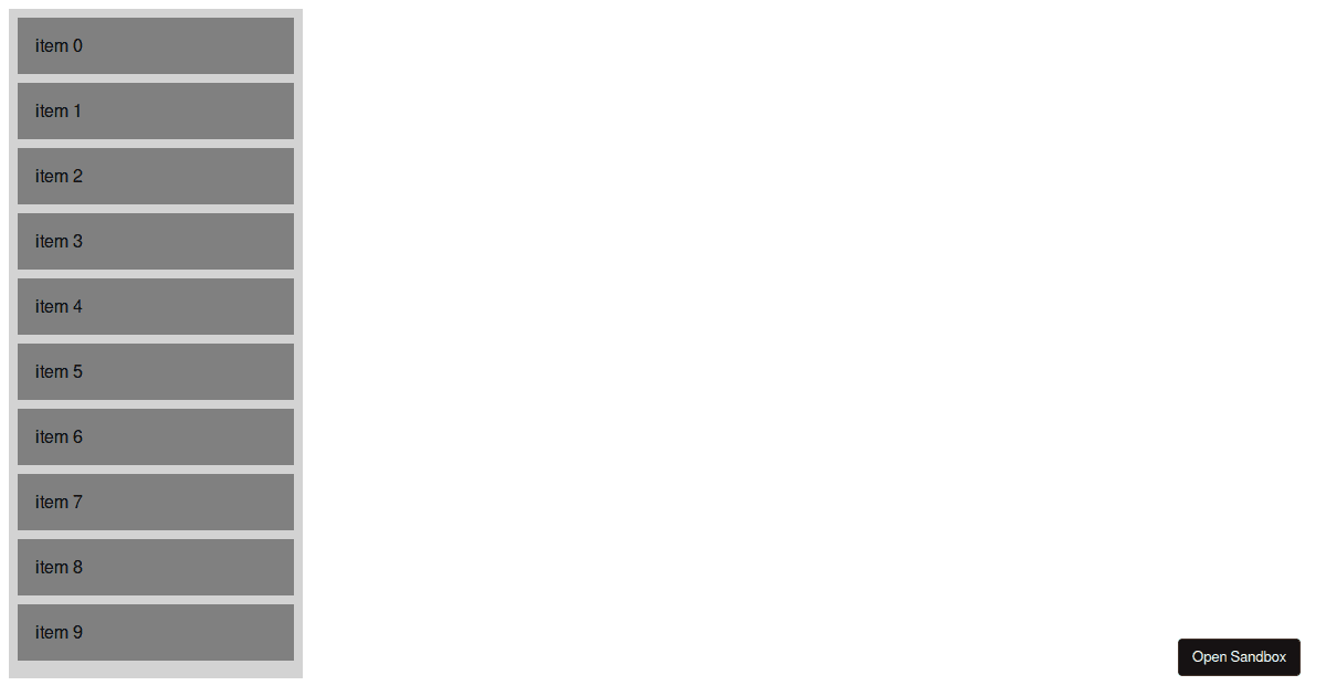 vertical list - Codesandbox