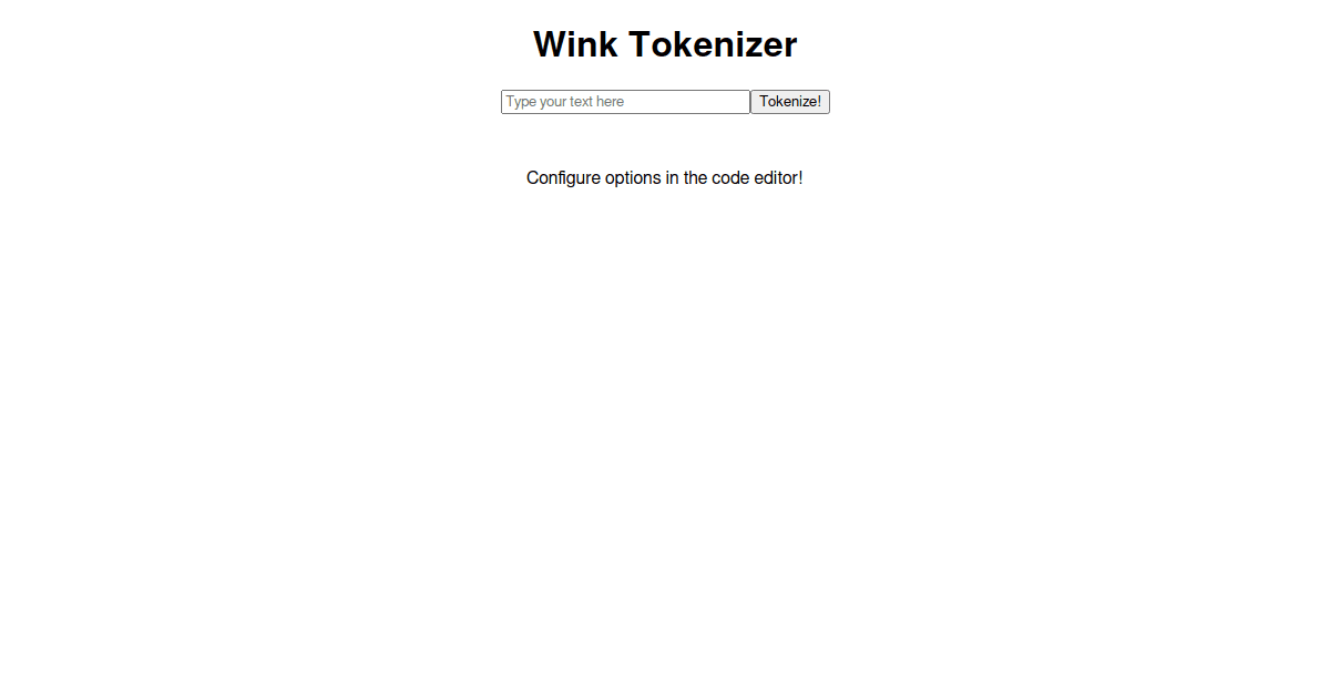 wink-tokenizer (forked) - Codesandbox