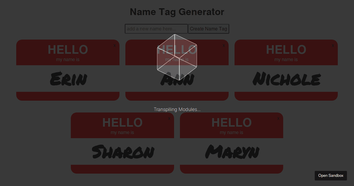 L8 - Build Your Name Tag Text Inputs - Codesandbox