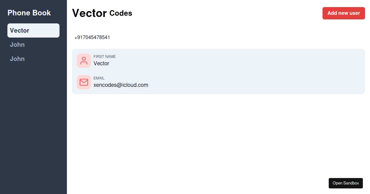 Phonebook - Codesandbox