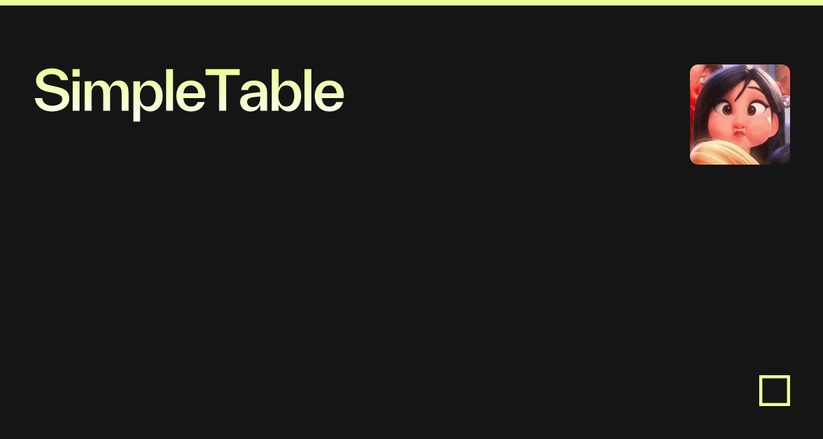 SimpleTable - Codesandbox