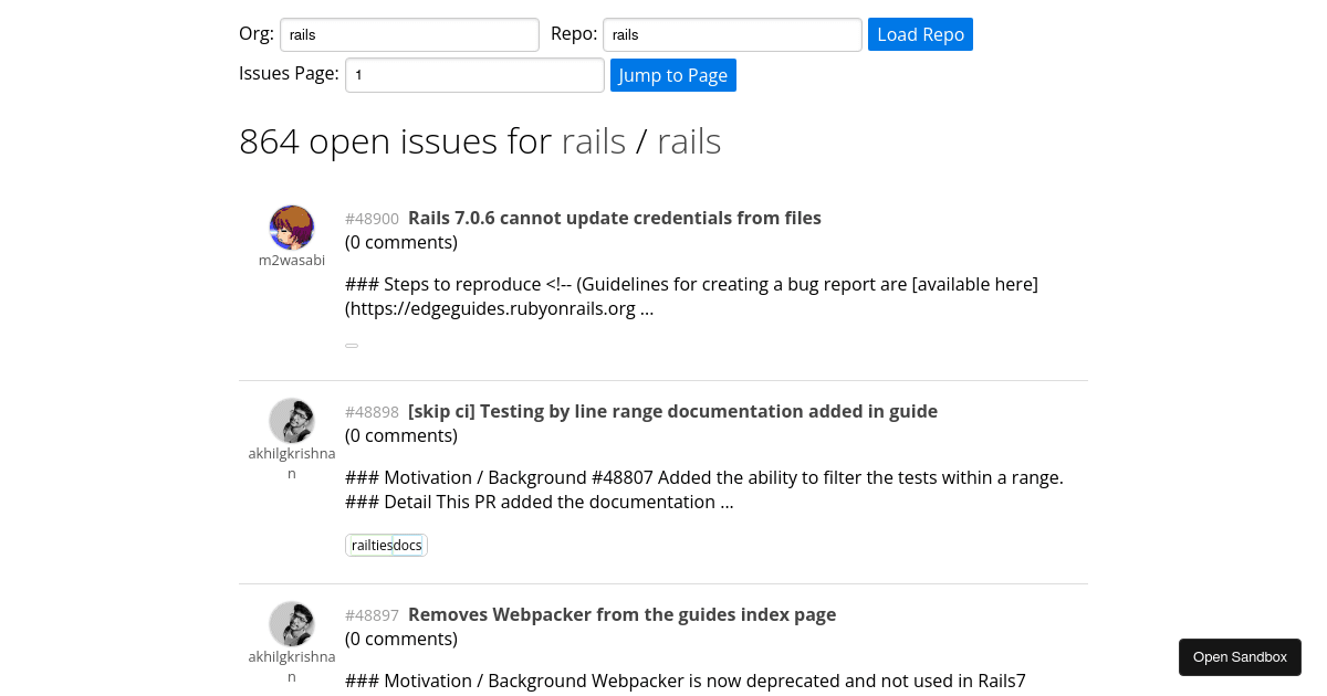 Rsk Github Issues Example Codesandbox