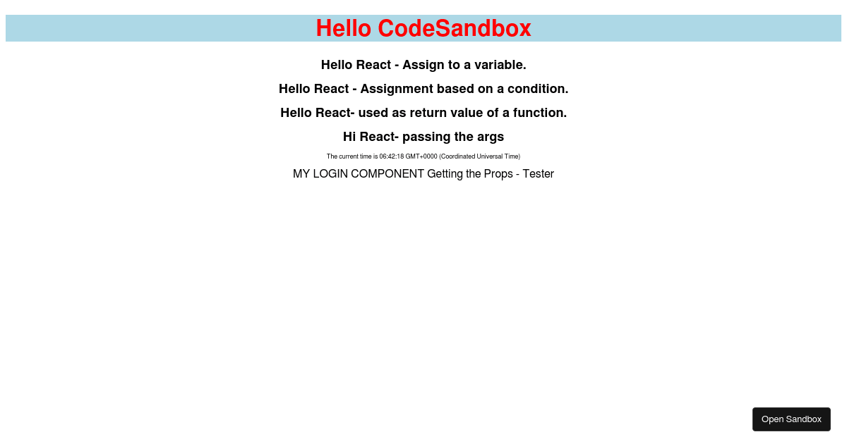 JSX expressions and Props - Codesandbox