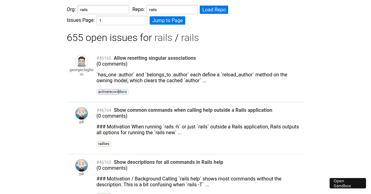 Rsk Github Issues Example Codesandbox