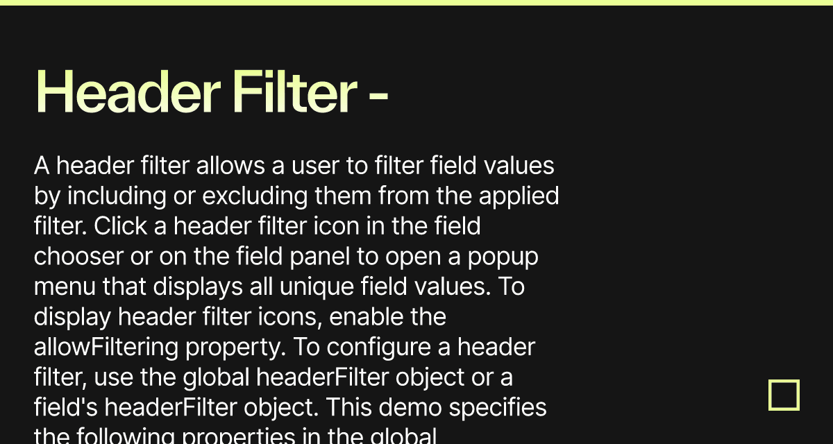 Header Filter - DevExtreme Pivot Grid - Codesandbox Header Filter - DevExtreme Pivot Grid - Codesandbox