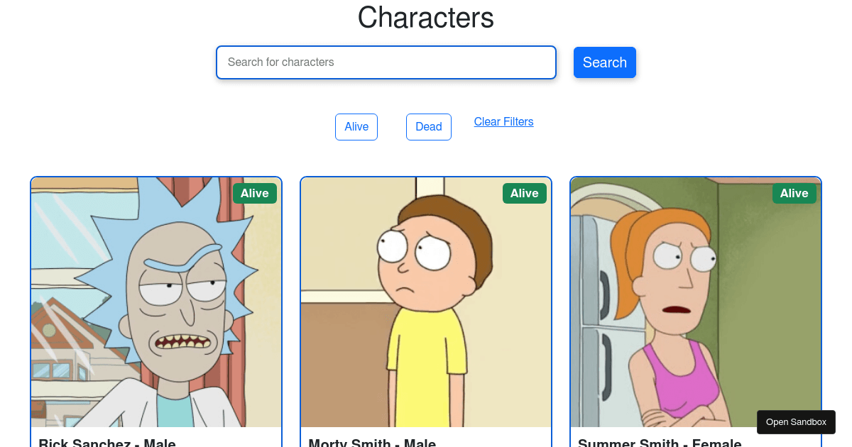 rickandmorty - Codesandbox