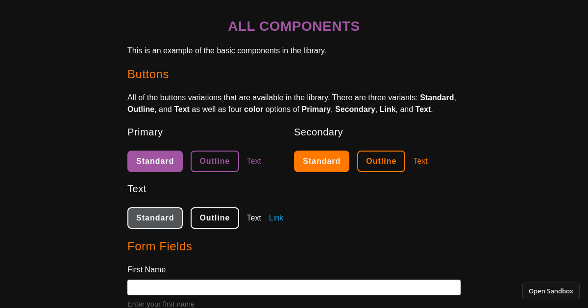 React/TypeScript Components - Codesandbox
