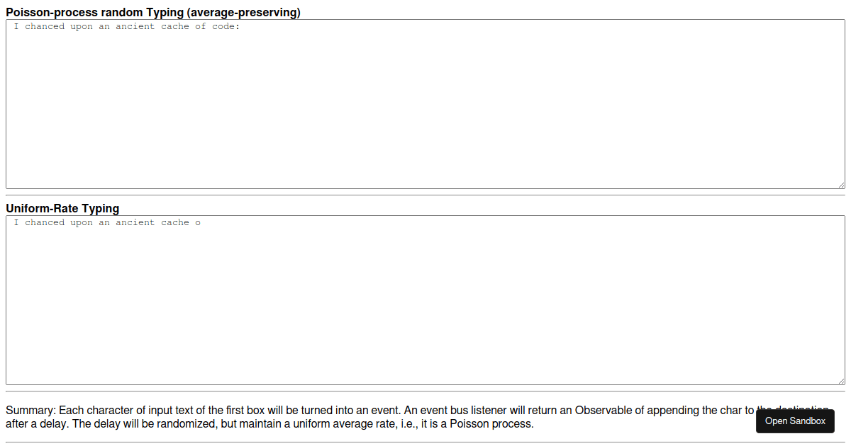 RxFx Example: Poisson-Process Typing - Codesandbox