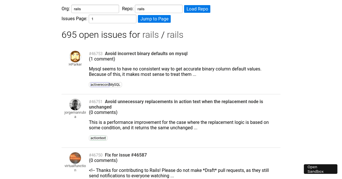 Rsk Github Issues Example Codesandbox