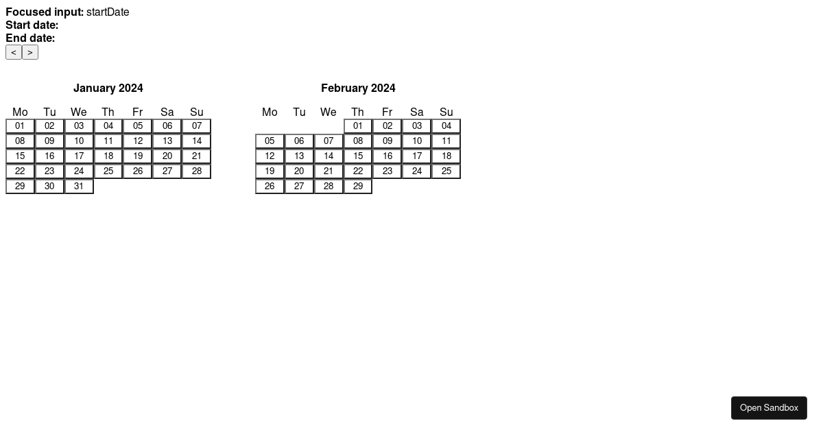 @datepicker-react/hooks example (forked) - Codesandbox