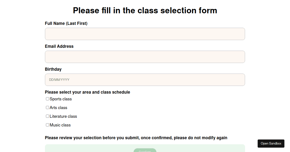 class-selection-form - Codesandbox