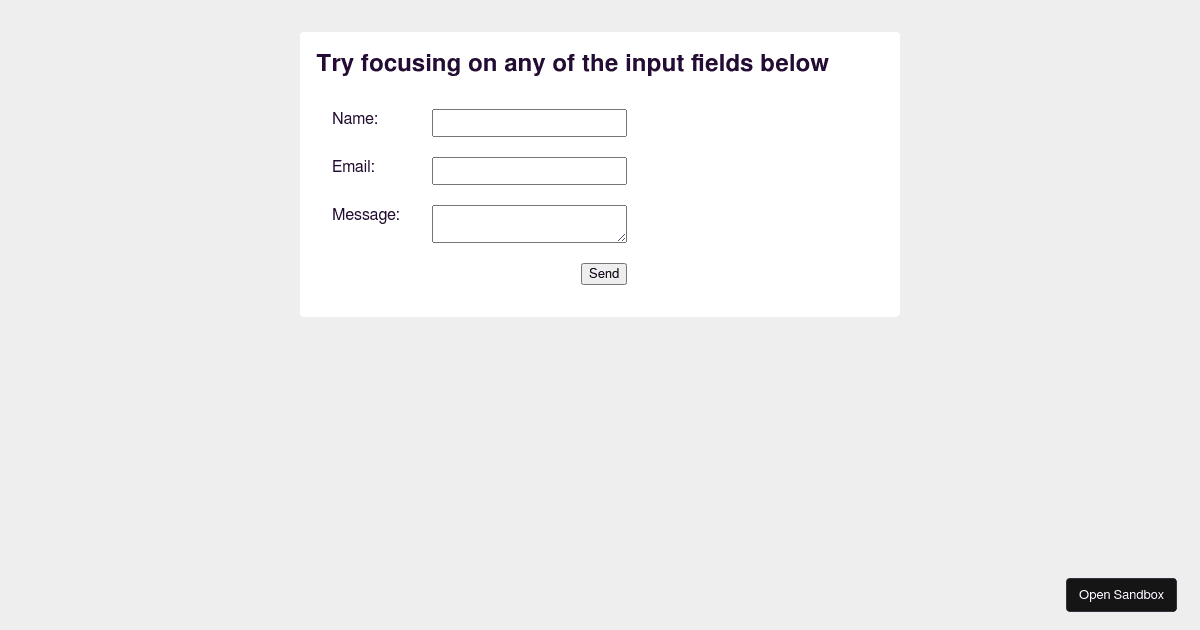 Grab your user's attention with :focus-within (forked) - Codesandbox