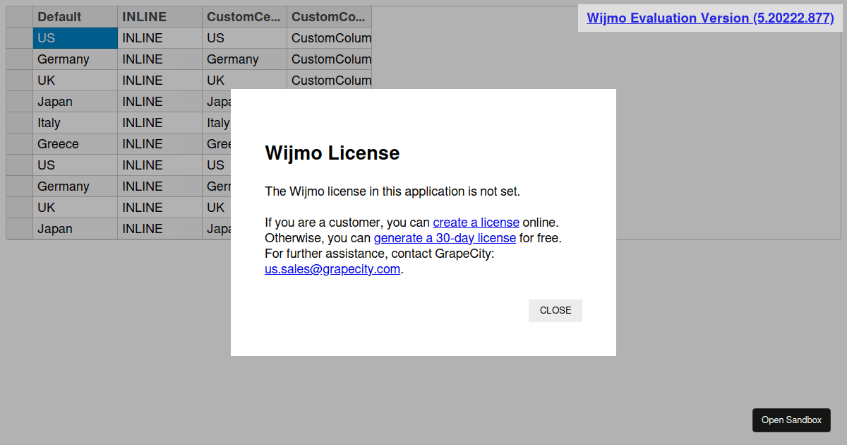 FlexGridColumn wrapped to custom component - Codesandbox