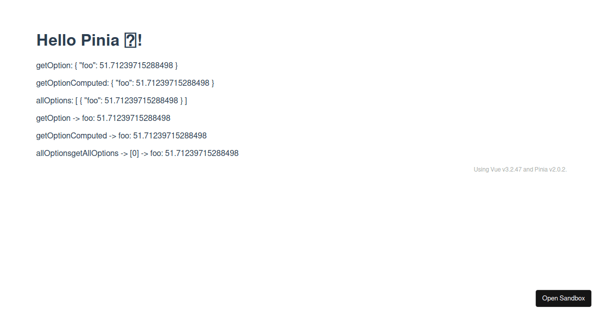 Pinia Vue 3 demo (forked) - Codesandbox