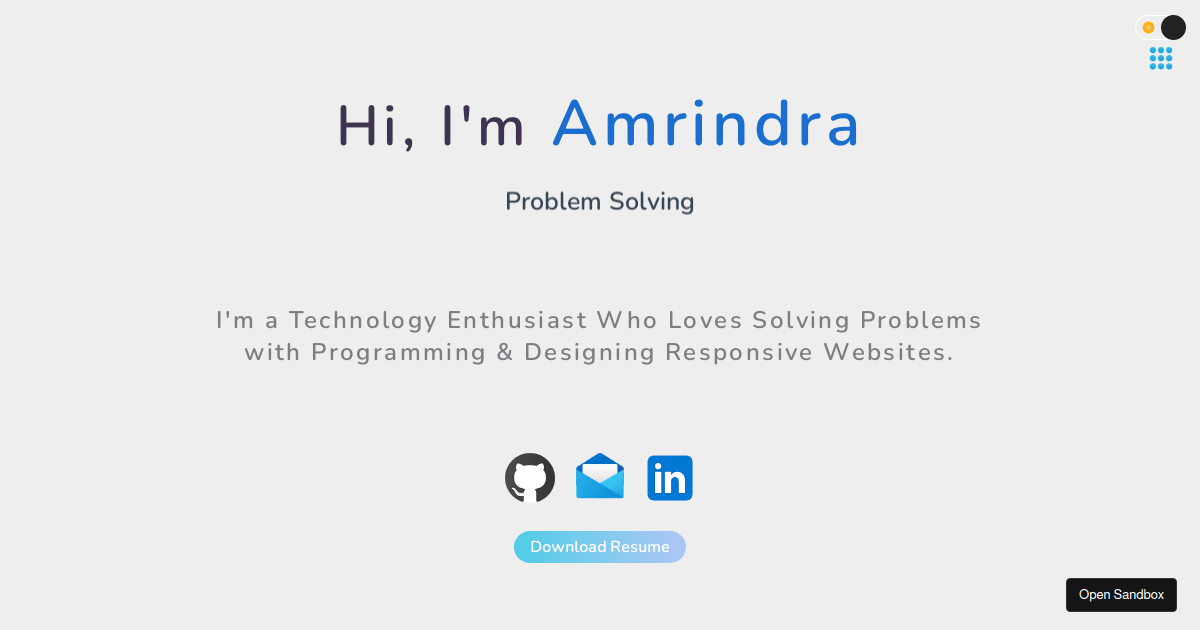Amrindra/my-new-portfolio - Codesandbox