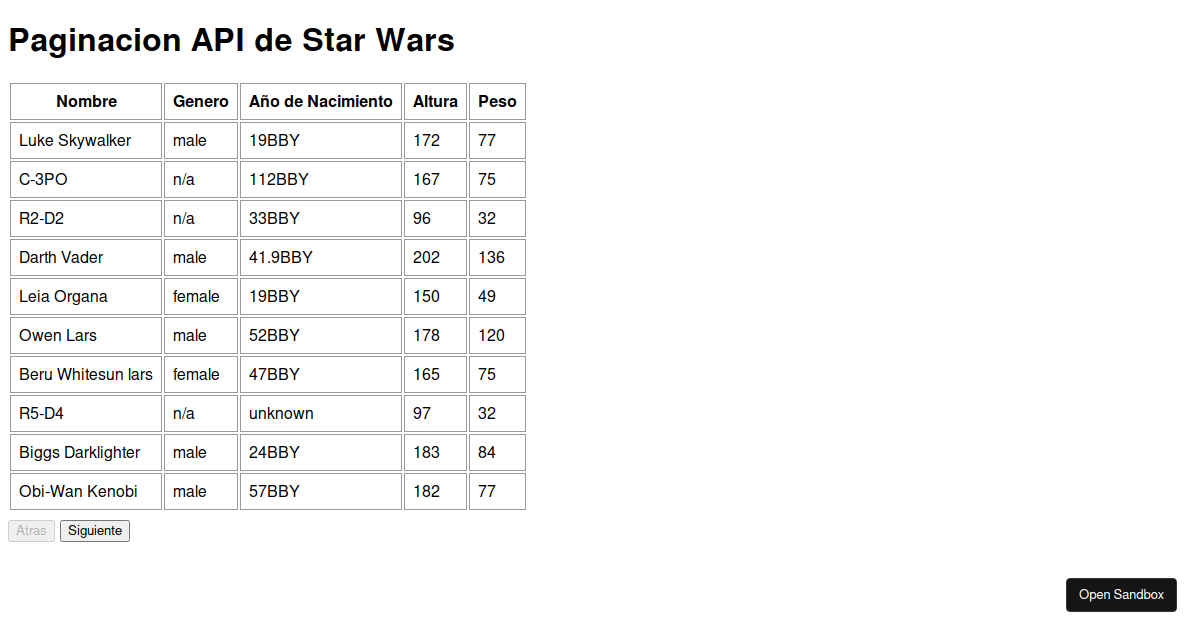 paginacion api star wars - Codesandbox