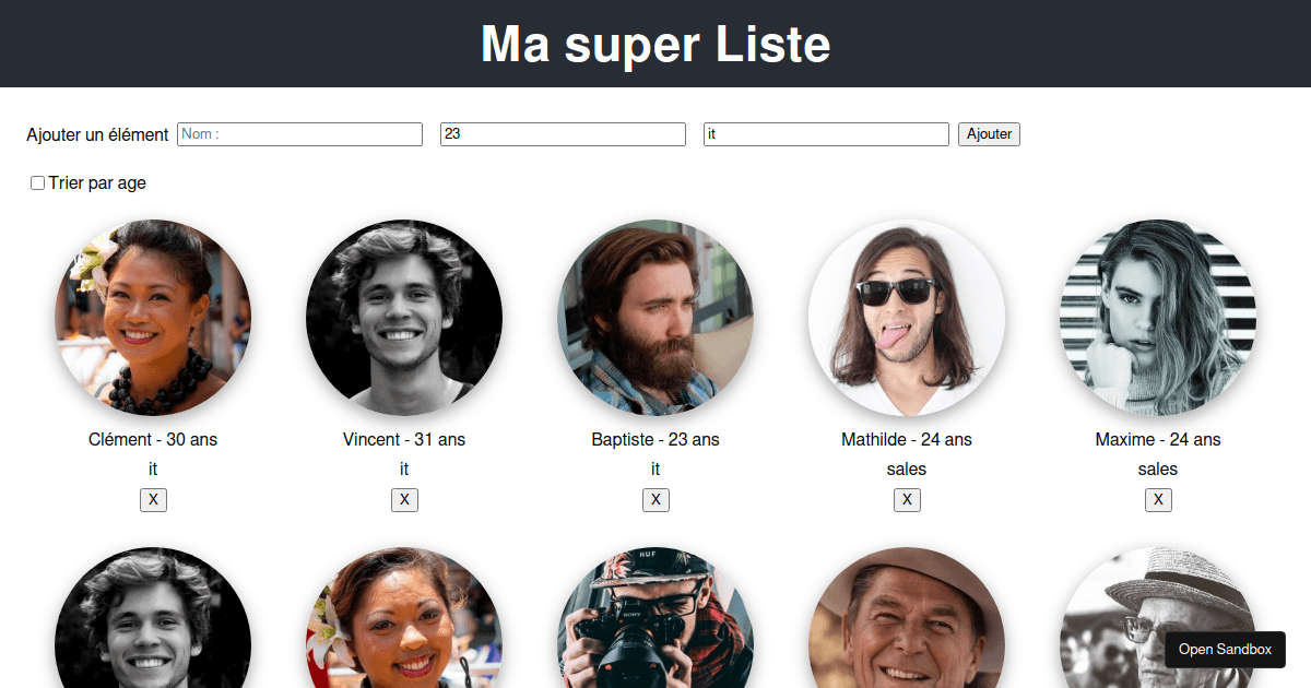 1 - Correction Partie 1 - Codesandbox