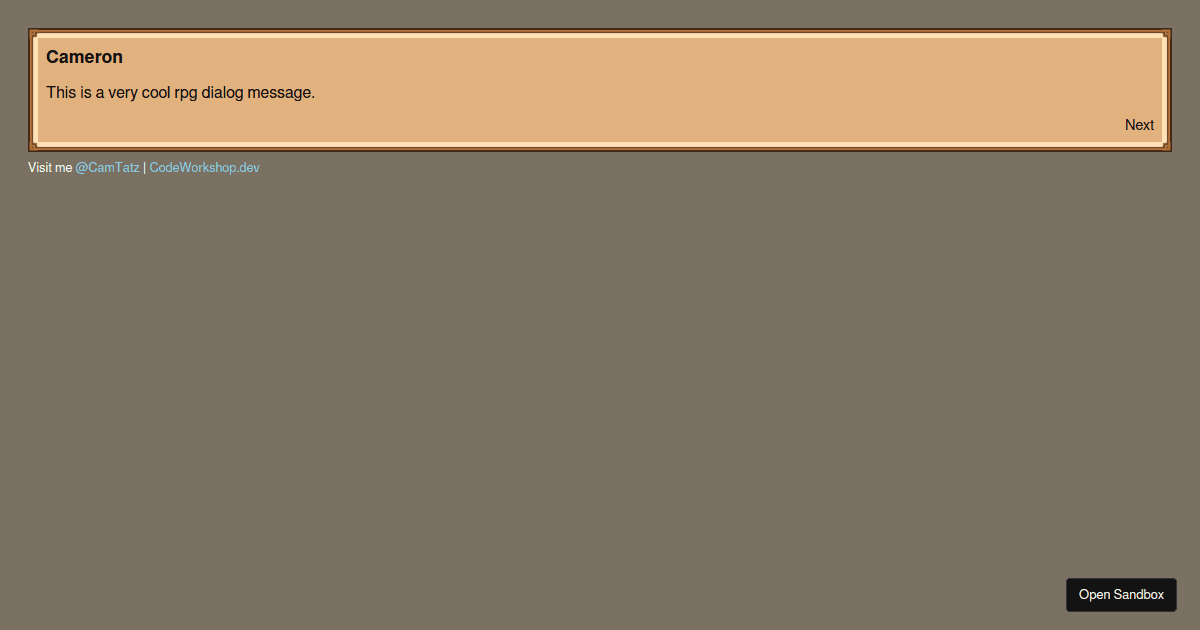 Cam's Dialog Box - Codesandbox