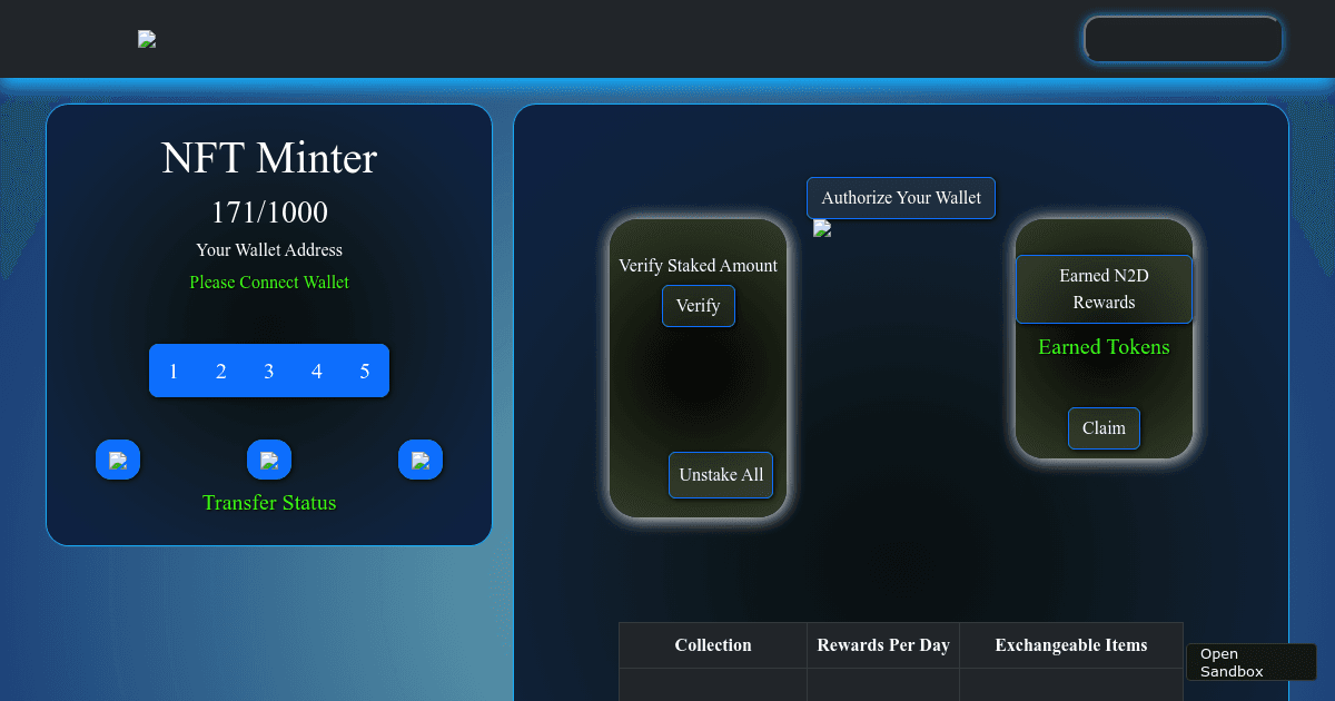 Nft-staking (forked) - Codesandbox