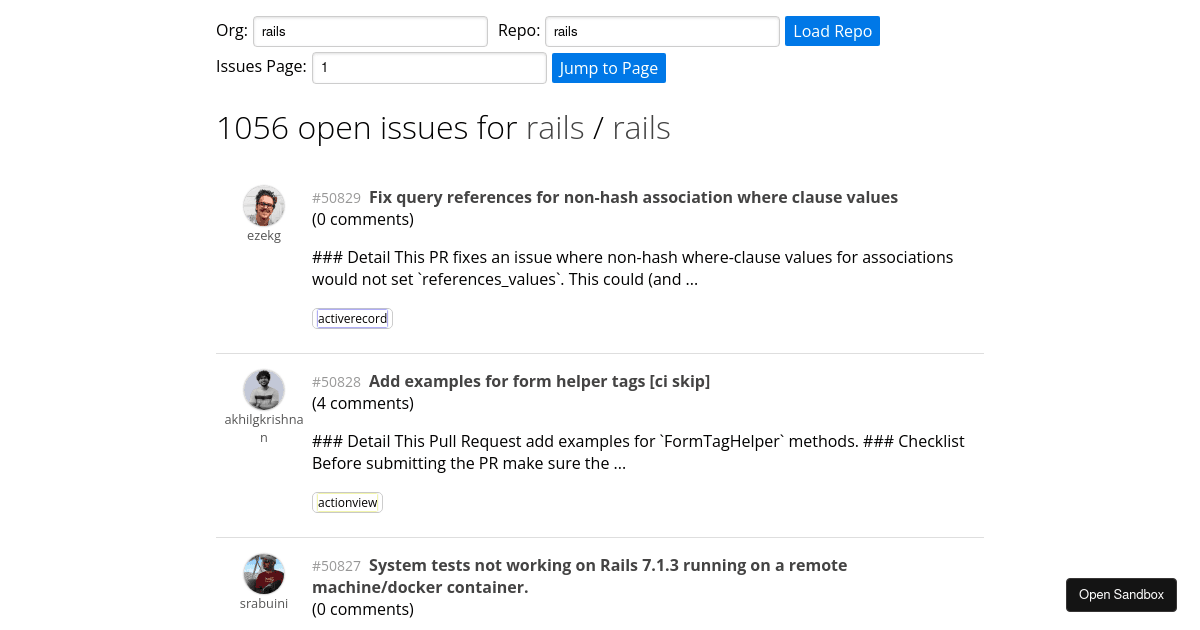 rsk-github-issues-example - Codesandbox