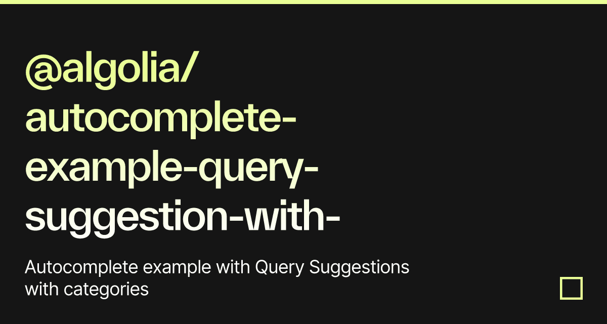 Algoliaautocomplete Example Query Suggestion With Categories Codesandbox