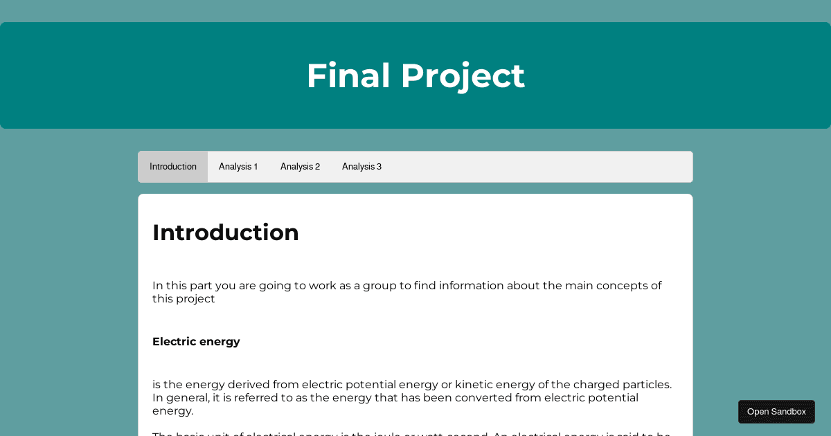 FinalProject - Codesandbox