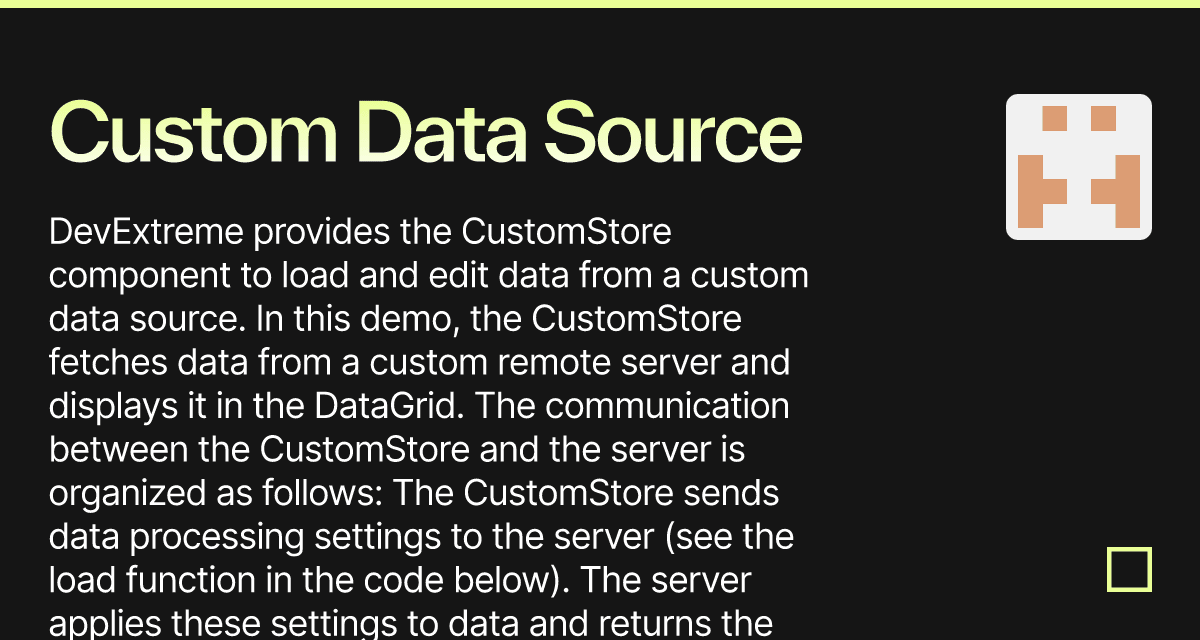 Custom Data Source - DevExtreme Data Grid (forked) - Codesandbox