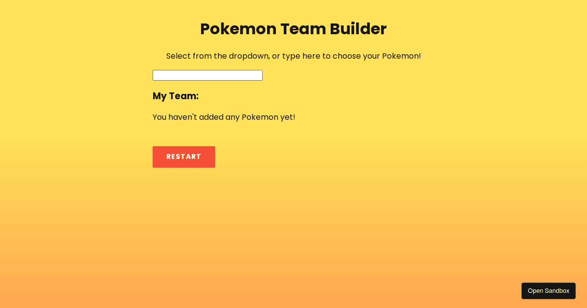 Pokemon Team Builder (forked) - Codesandbox