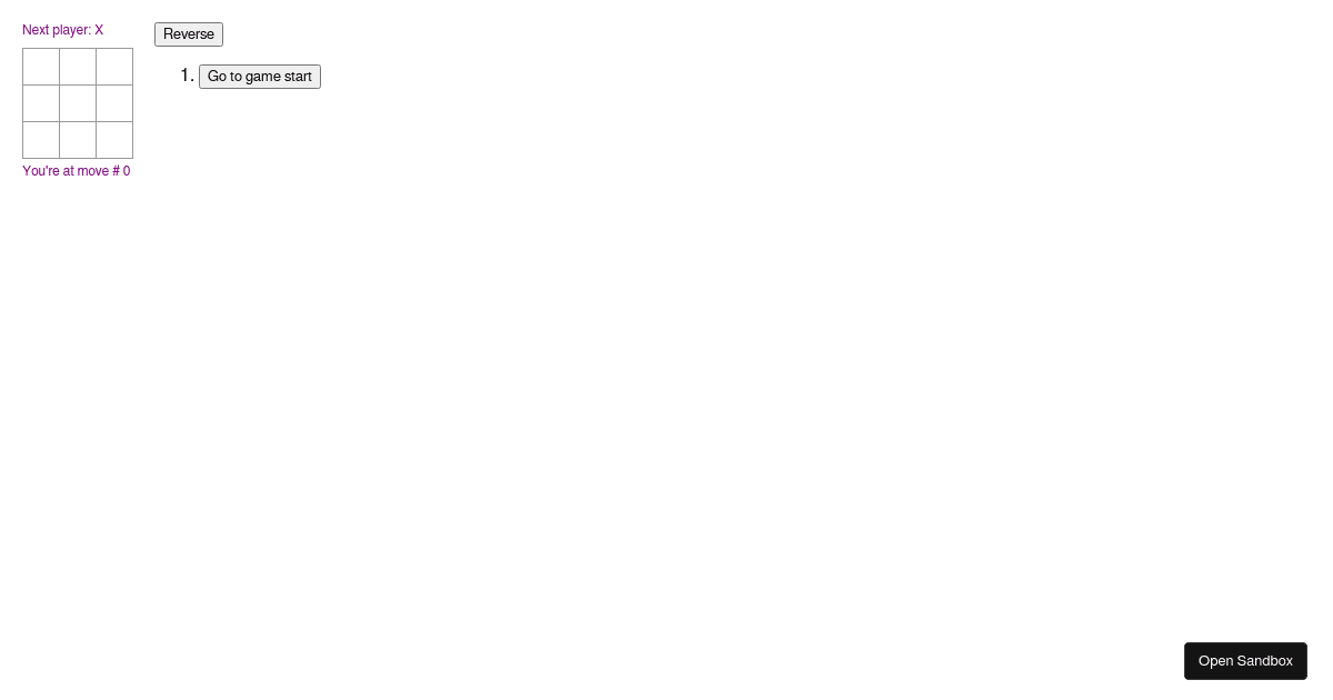 React Tic Tac Toe Codesandbox