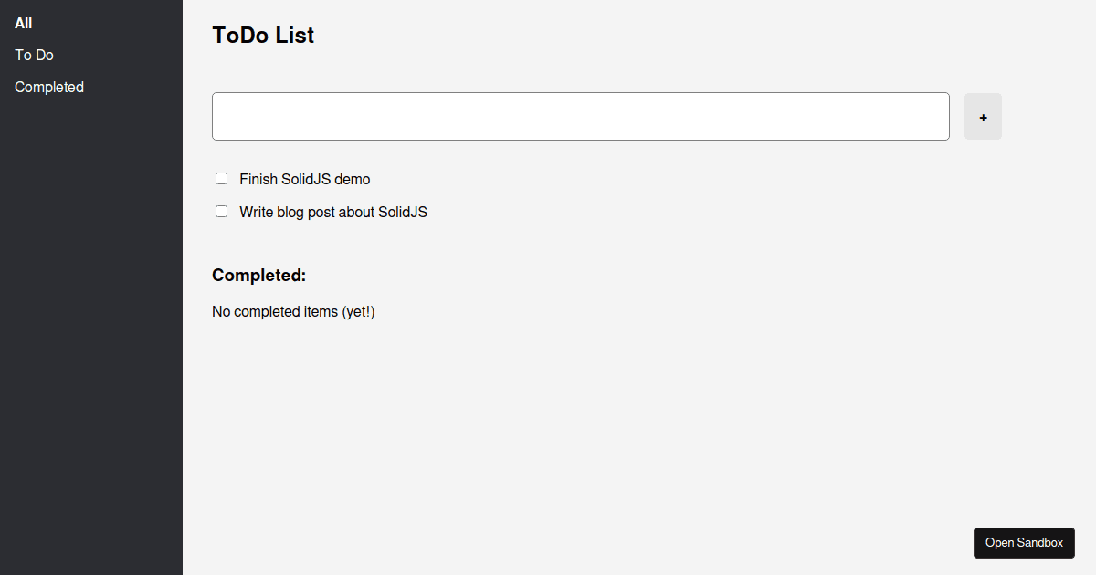 SolidJS starter template - Codesandbox